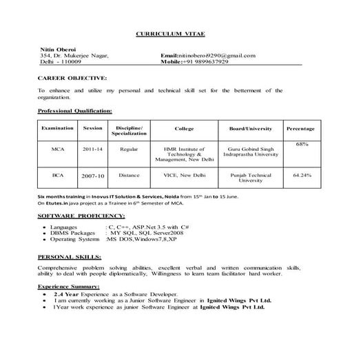 CV of Nitin | DOCX
