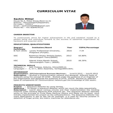sachin network cv | PDF | Robotics | Technology & Computing