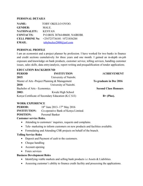 Sample Resume for OJT | DOCX