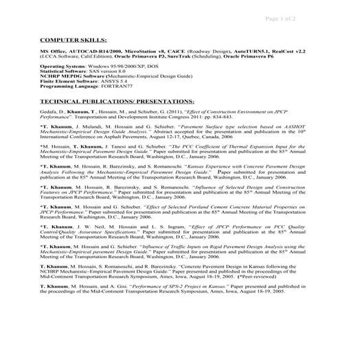 Computer Skills_Presentation_Publications | DOC | Civil Engineering Industry | Industries