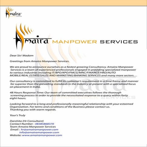 ''Welcome to Amaira Manpower Services'' | PDF