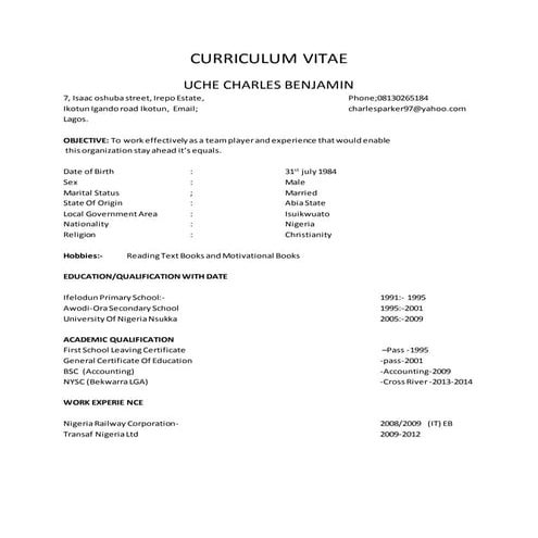 Uche Charles cv | PDF