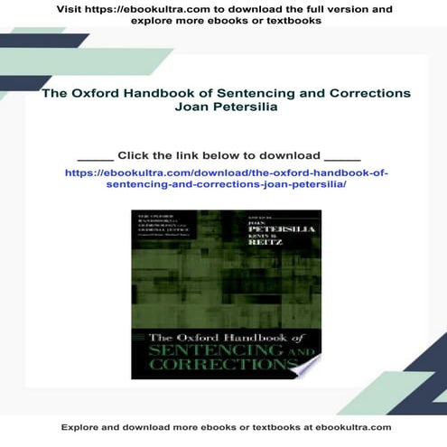 The Oxford Handbook of Sentencing and Corrections Joan Petersilia | PDF