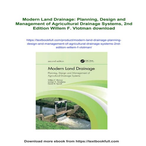 Modern Land Drainage: Planning, Design and Management of Agricultural ...