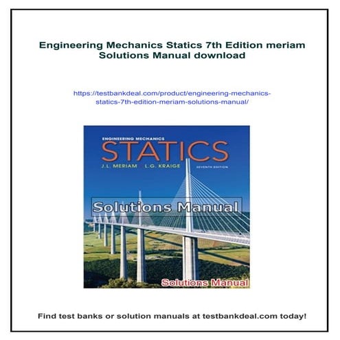 Engineering Mechanics Statics 7th Edition meriam Solutions Manual | PDF