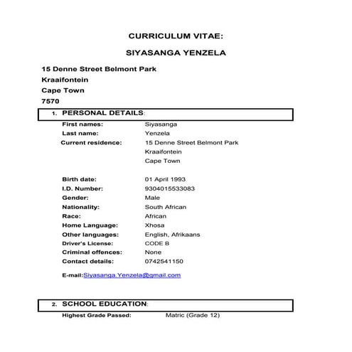 Siyasanga-CV 2 | PDF