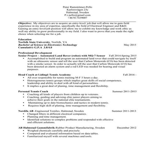 Robbie Winkler Complete Resume | DOC