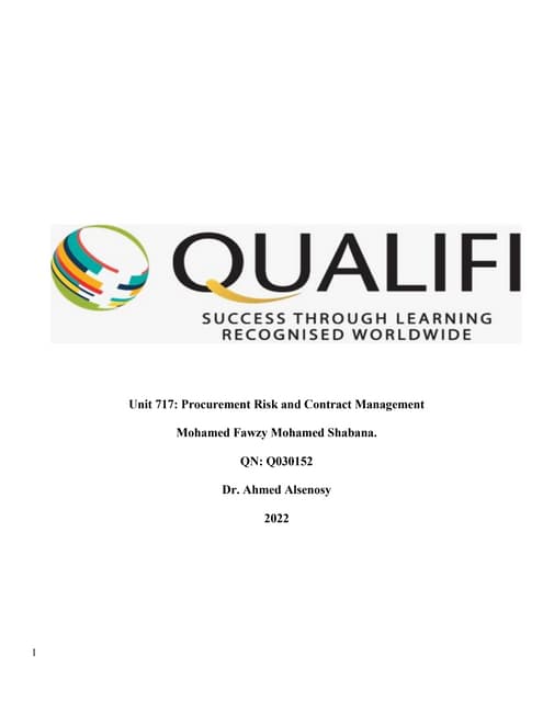 Lecture 1 Introduction to Procurement and contract Management ...