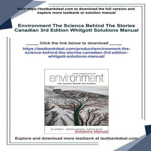 Environment The Science Behind The Stories Canadian 3rd Edition ...