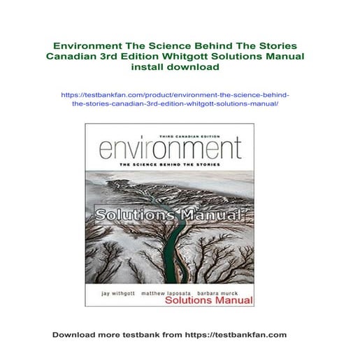 Environment The Science Behind The Stories Canadian 3rd Edition ...