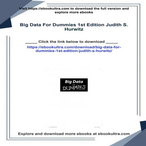 Big Data For Dummies 1st Edition Judith S. Hurwitz | PDF
