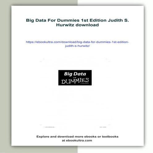 Big Data For Dummies 1st Edition Judith S. Hurwitz | PDF