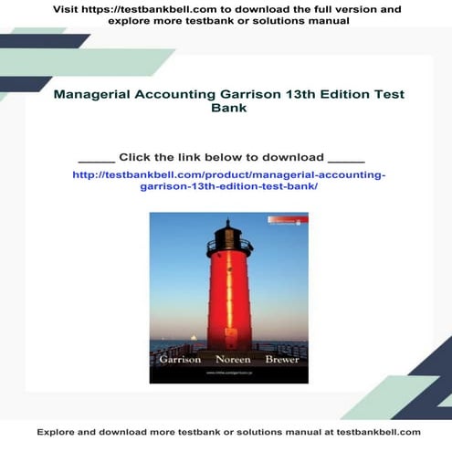Managerial Accounting Garrison 13th Edition Test Bank | PDF