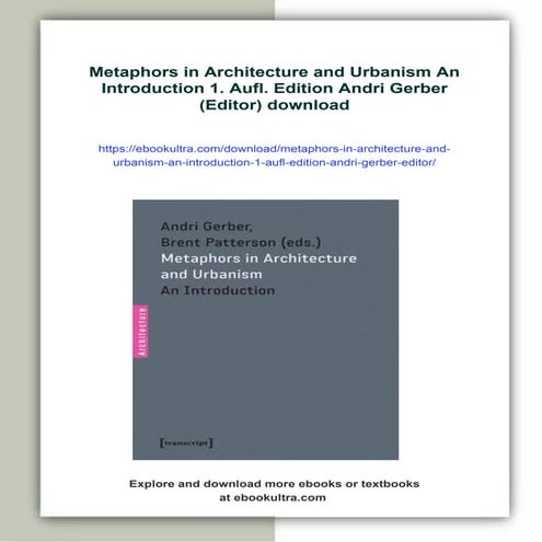 Metaphors in Architecture and Urbanism An Introduction 1. Aufl. Edition ...