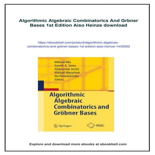 Algorithmic Algebraic Combinatorics And Grbner Bases 1st Edition Aiso Heinze | PDF