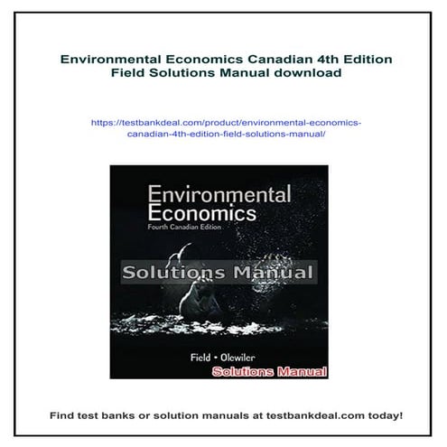 Environmental Economics Canadian 4th Edition Field Solutions Manual | PDF