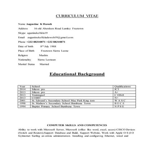 C V-1 | DOCX | Computer Networking | Computing