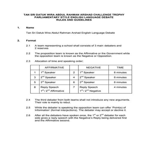 717 debate rules guideline | PDF