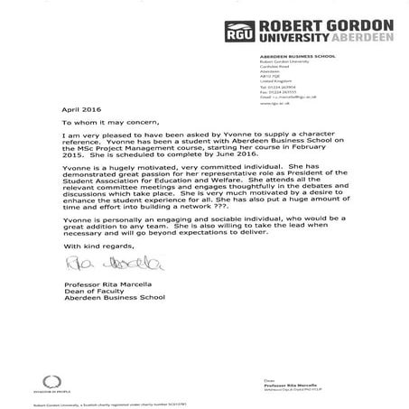 Yvonne Ofordu - reference letter April 2016 | PDF
