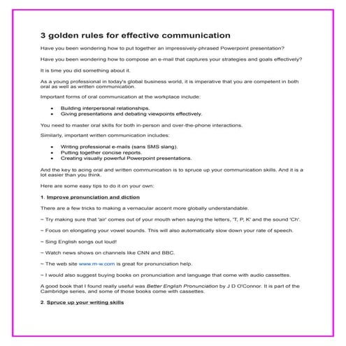 Golden Rules for Effective Communication | PDF