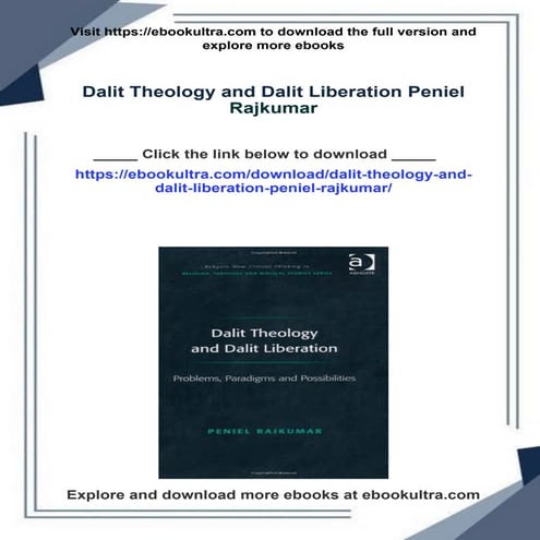 Dalit Theology and Dalit Liberation Peniel Rajkumar | PDF