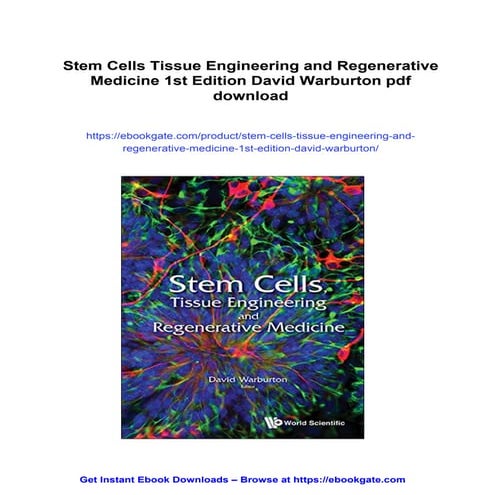 Stem Cells Tissue Engineering and Regenerative Medicine 1st Edition ...