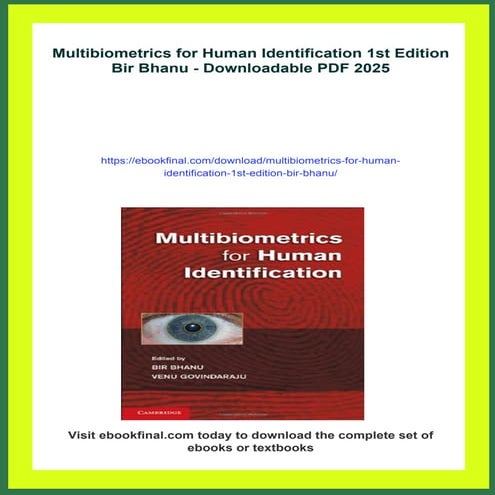 Multibiometrics for Human Identification 1st Edition Bir Bhanu | PDF