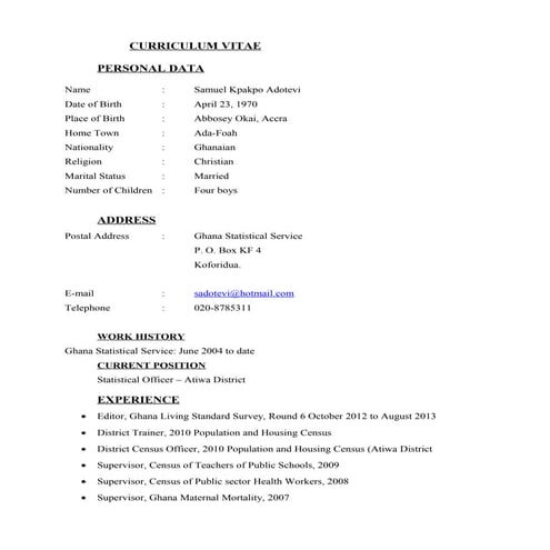 Sam CV | PDF | Free Download