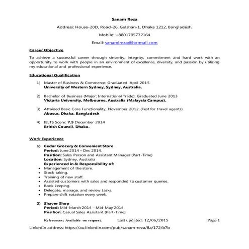 mahabub cv | DOC