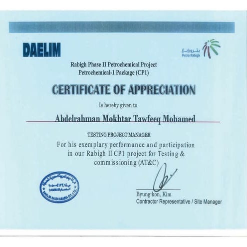 DAELIM Certificate | PDF