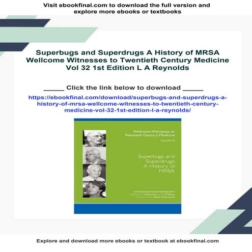 Superbugs and Superdrugs A History of MRSA Wellcome Witnesses to ...