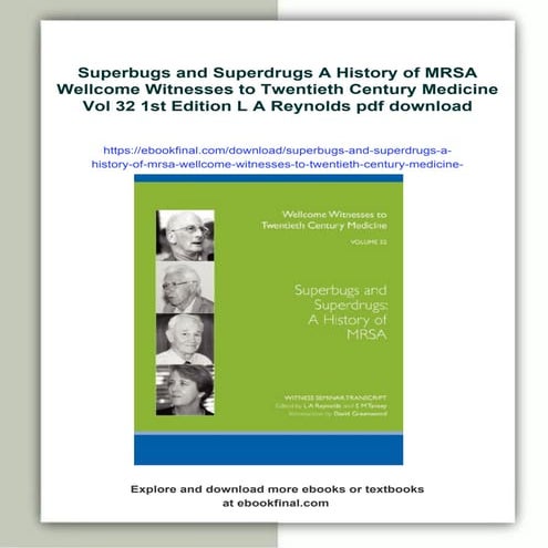 Superbugs and Superdrugs A History of MRSA Wellcome Witnesses to ...