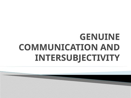 Intersubjectivity: Human Relations | PPT