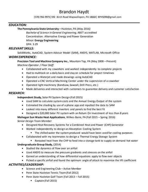 Resume 2016 | PDF