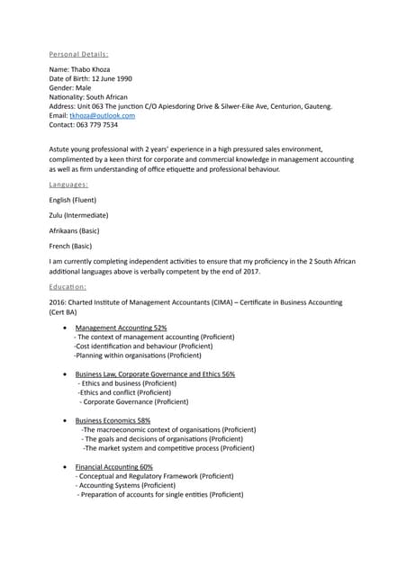 CV Abridged | PDF