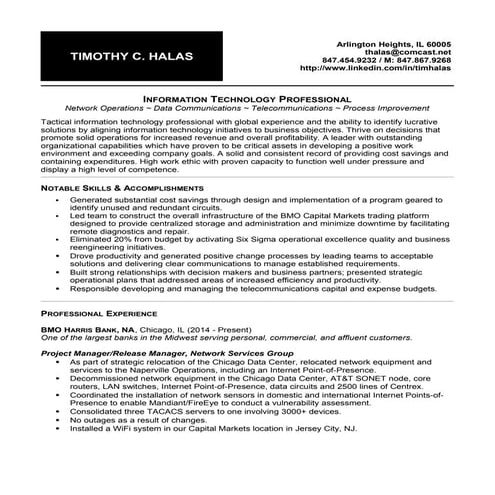 Tim Halas Resume