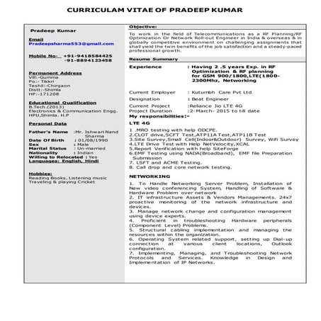 pradeep cv new | DOCX | Computer Networking | Computing