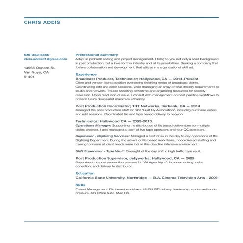 Chris Addis Resume 2016 | PDF
