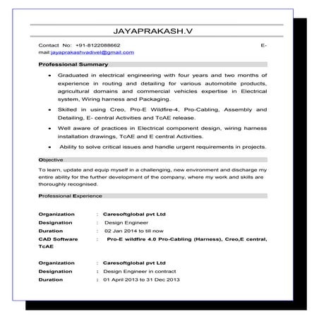 Jayaprakash Resume | DOC | Civil Engineering Industry | Industries