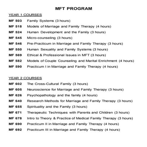 MFT PROGRAM COURSES | PDF