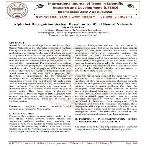 Alphabet Recognition System Based on Artifical Neural Network | PDF
