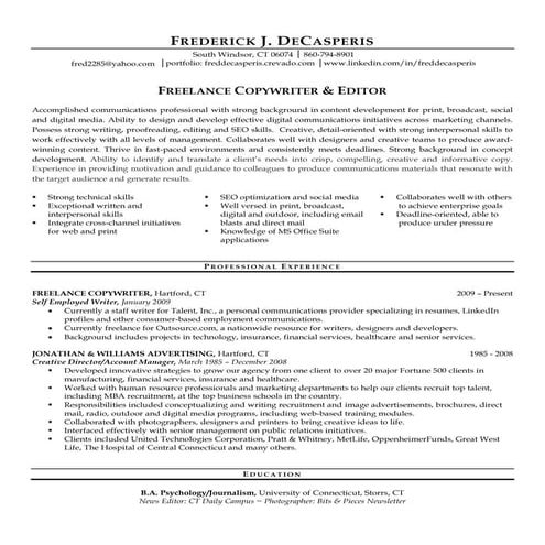 Resume Sans Contact Info | PDF
