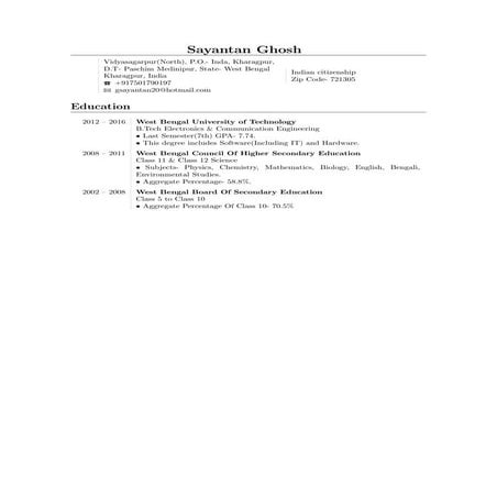 Resume of Sayantan Ghosh | PDF