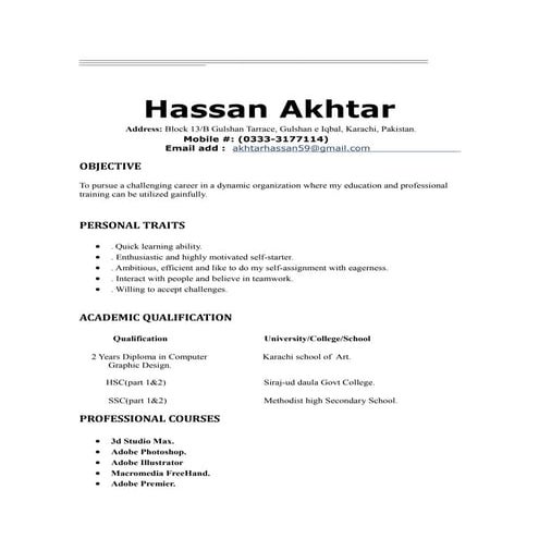 Hassan Akhtar. cv | PDF