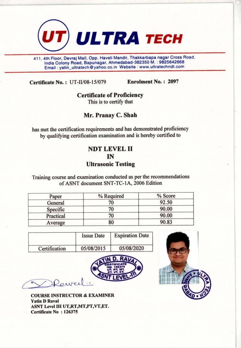 ASNT Level-II in Ultrasonic Testing