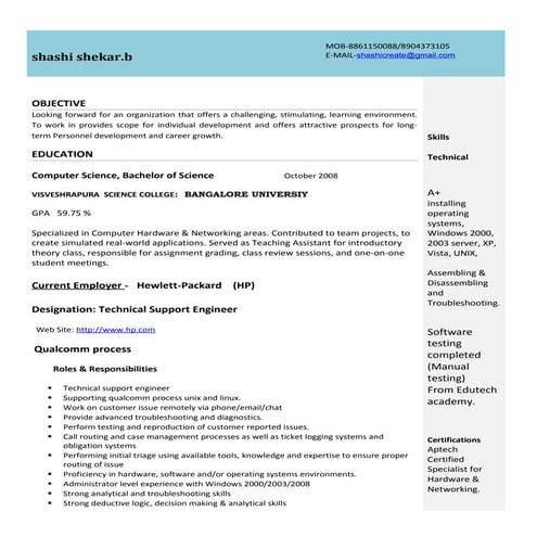 Shashi Shekar Profile 2 | DOC | IT and Internet Support | Internet