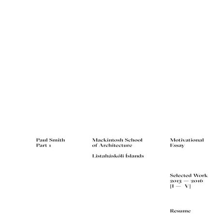 Selected Work : Resume | PDF