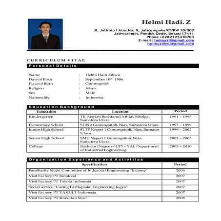 CV Helmy Hadi Ziliwu Update | DOCX