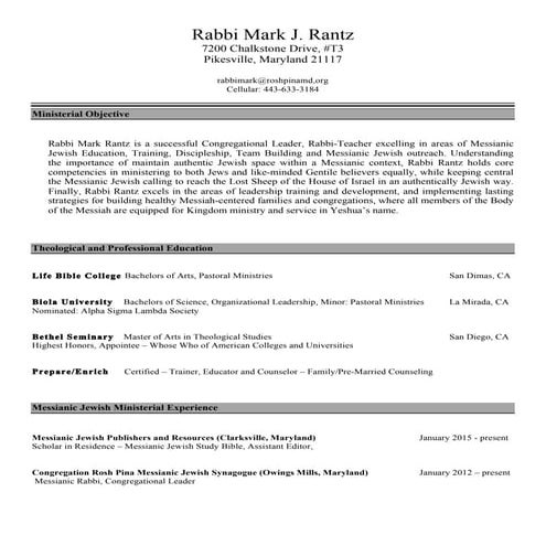 CV with Personal Statement_Rabbi Julie Danan | DOC