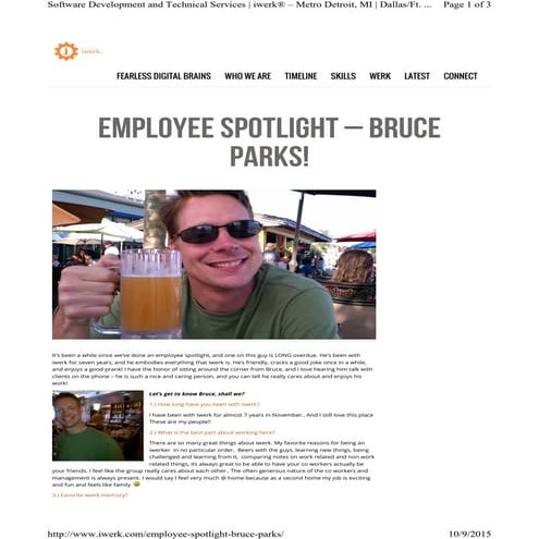employee spotlight - Bruce Parks 2015 | PDF